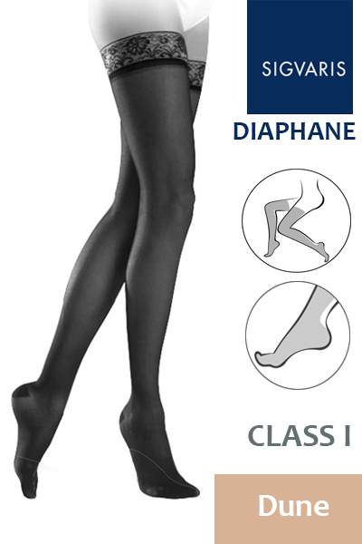 Sigvaris Diaphane Class 1 Dune Thigh Compression Stockings ... Sigvaris Diaphane Class 1 Dune Thigh Compression Stockings ...