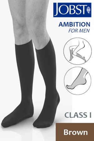 Jobst for Men Ambition Class 1 Brown Below Knee Compression Stockings ...