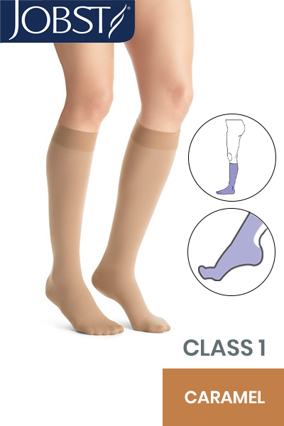 Jobst Opaque Class 1 Caramel Knee High Compression Stockings ...