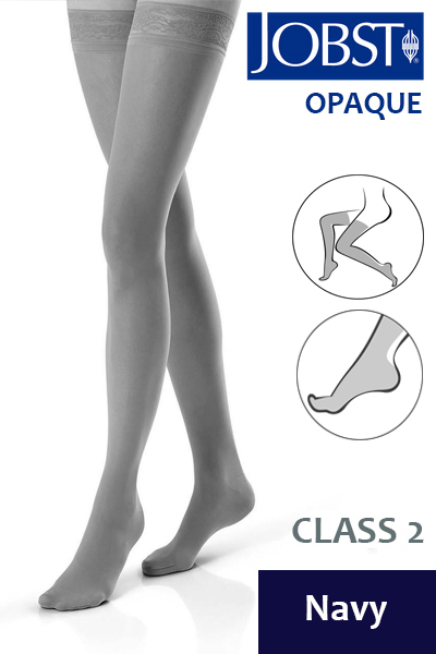 Jobst Opaque Class 2 Navy Thigh High Compression Stockings ...