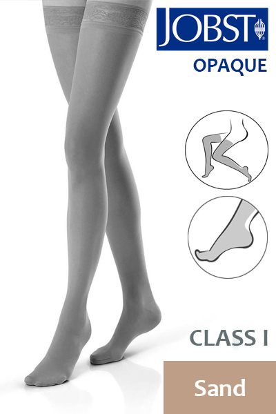 Jobst Opaque Class 1 Sand Thigh High Compression Stockings ...